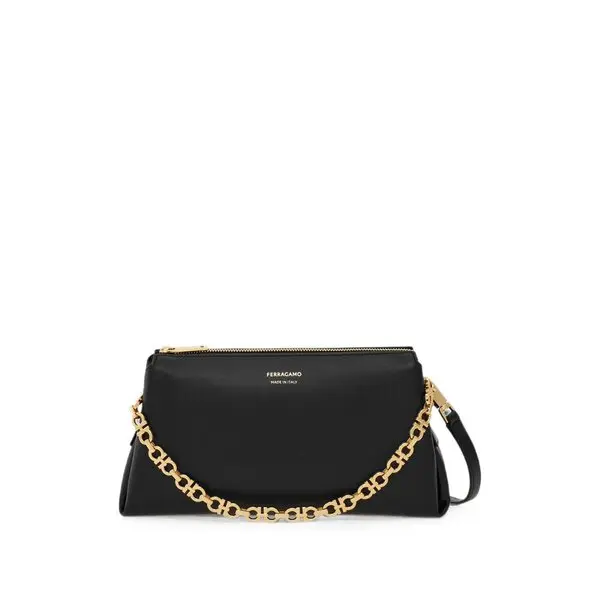 FERRAGAMO Calfskin Gancio Chain Satchel