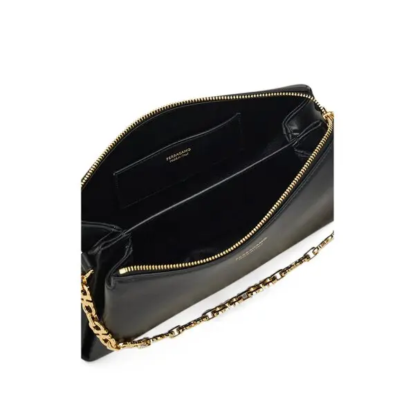 FERRAGAMO Calfskin Gancio Chain Satchel