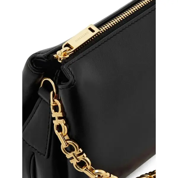 FERRAGAMO Calfskin Gancio Chain Satchel
