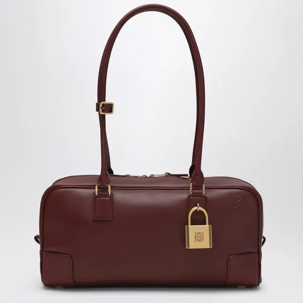 Loewe Amazona 31 Cropped Bag In Shiny Mahogany Leather - Brown