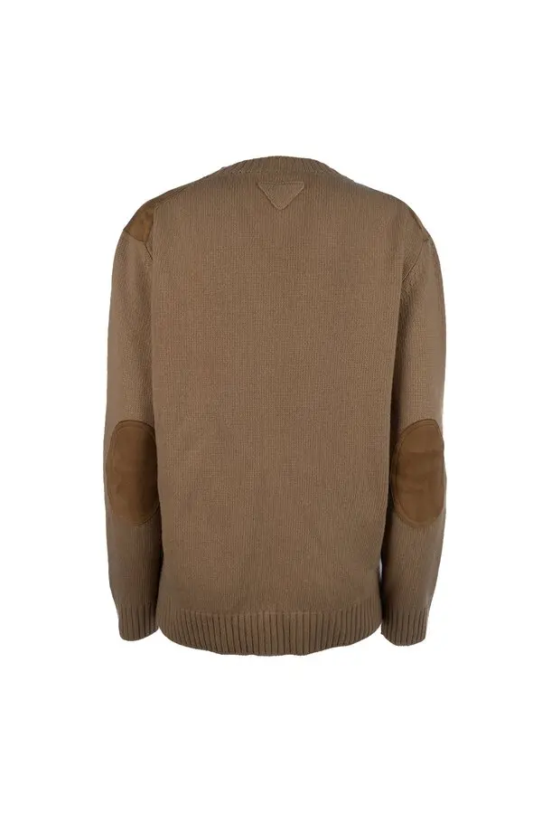 Prada V-neck Knitwear With Suede Overlay - Multicolor