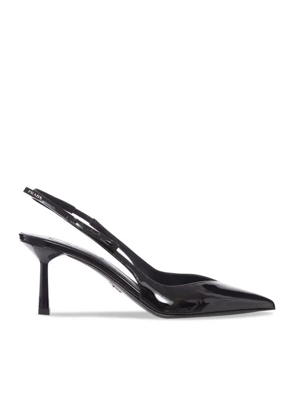 Prada Patent Leather Slingback Pumps - Black