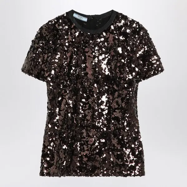 Prada Sequin Top With Bow Detail - Purple