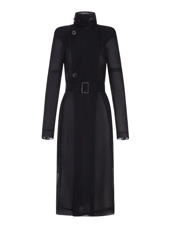 Rick Owens Maria Trench Coat In Organza - Black