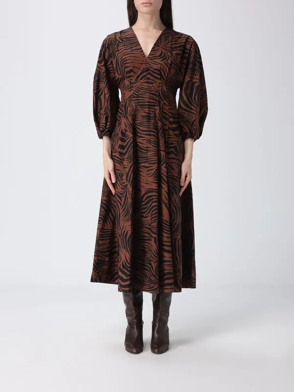 Max Mara Printed Midi Dress - Brown