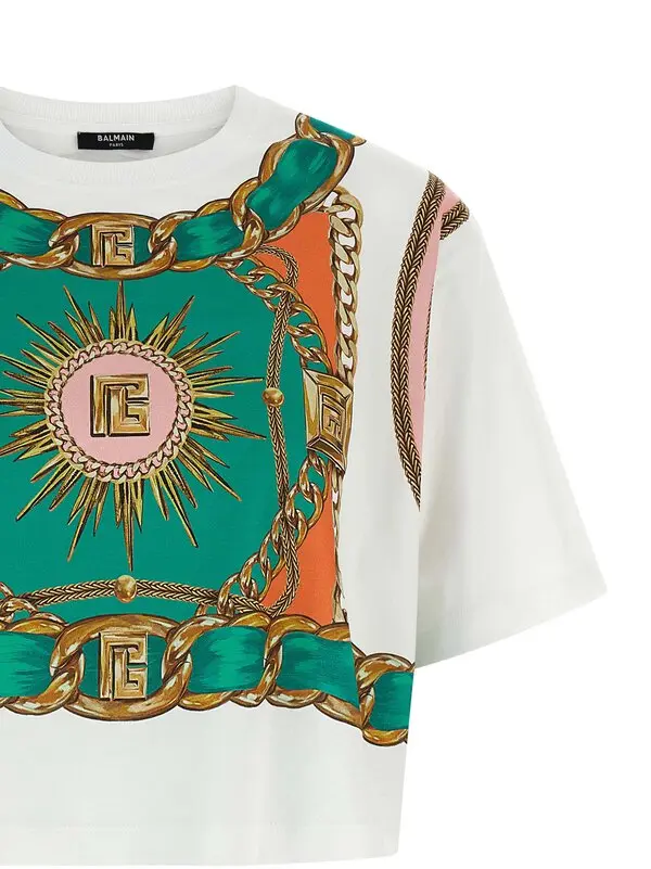Balmain Printed Cropped T-shirt
