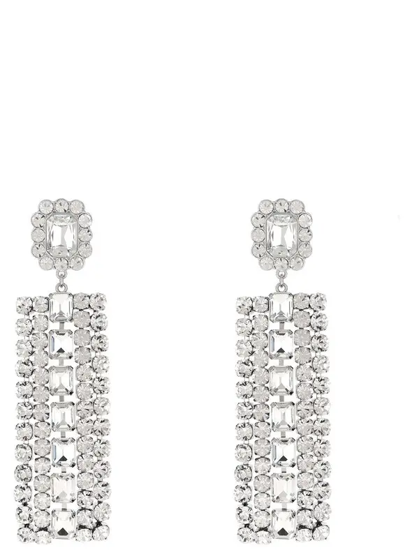 SELF-PORTRAIT Multi Crystal Droplet Dangle Earrings - Silver