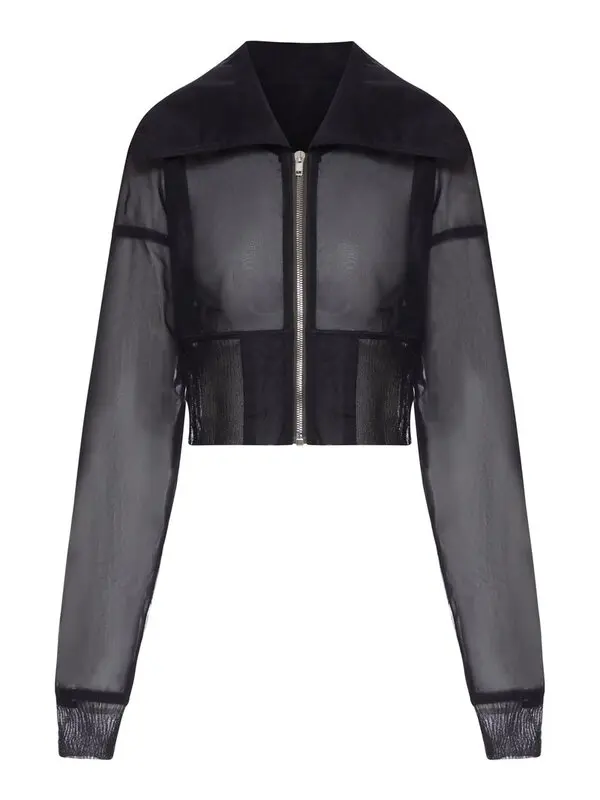 Rick Owens Cropped Dracucollar Bomber Jacket - Black