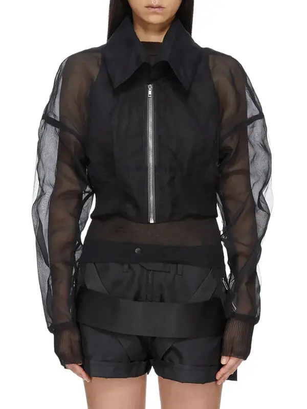 Rick Owens Cropped Dracucollar Bomber Jacket - Black