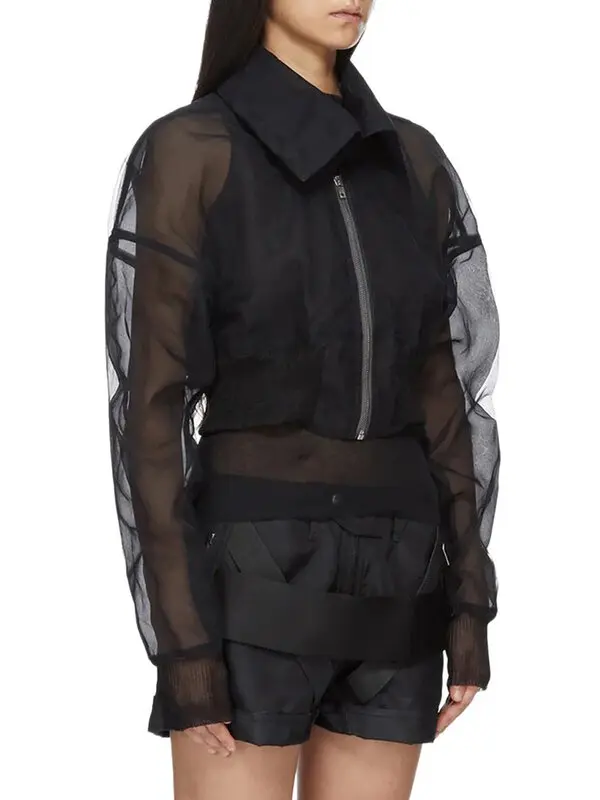 Rick Owens Cropped Dracucollar Bomber Jacket - Black