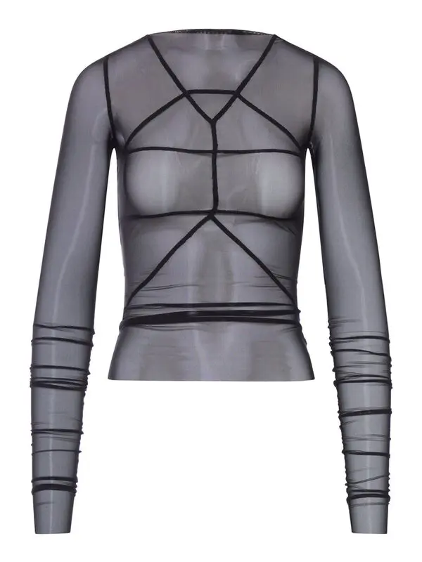 Rick Owens Temple T-shirt In Transparent Tulle - Black