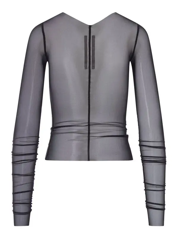 Rick Owens Temple T-shirt In Transparent Tulle - Black