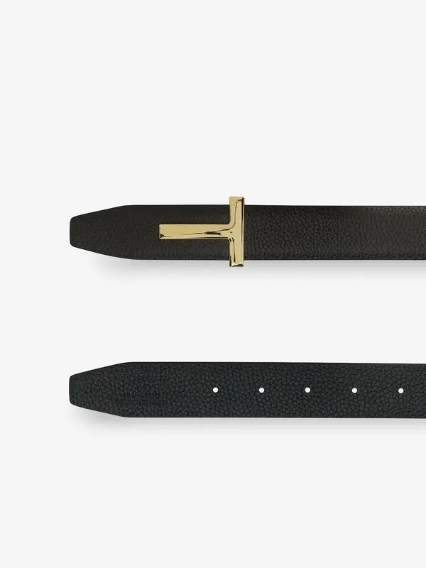 TOM FORD Reversible Hammered Leather Belt With Metal Buckle - Multicolor