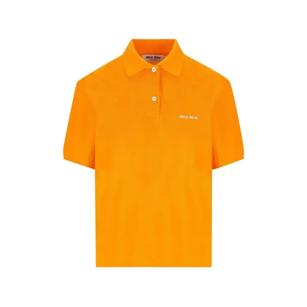 Miu Miu Cotton Piqué Polo Shirt With Embroidered Logo