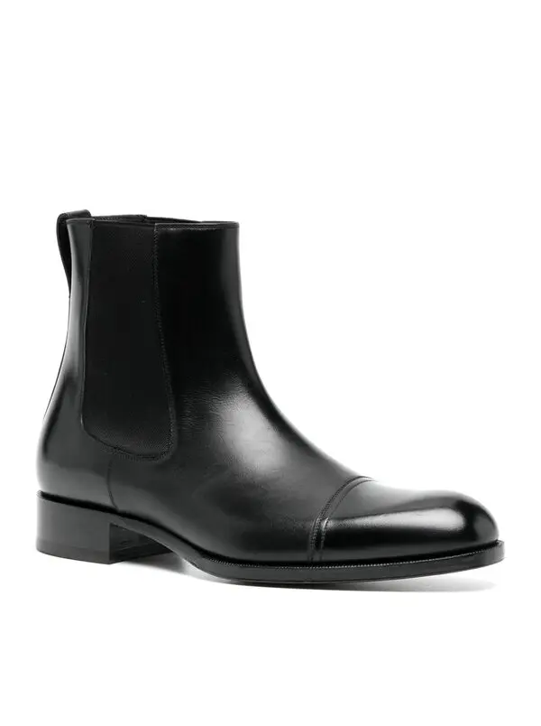 TOM FORD Edgar Chelsea Boot In Burnished Leather - Black