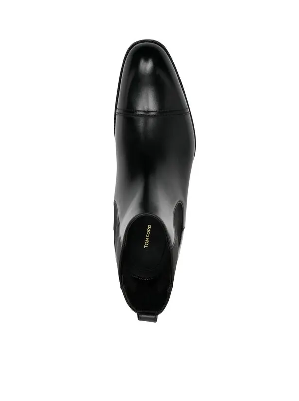 TOM FORD Edgar Chelsea Boot In Burnished Leather - Black
