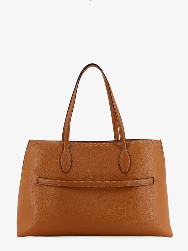 TOTEME Leather Shoulder Bag With Lettering Logo - Tan