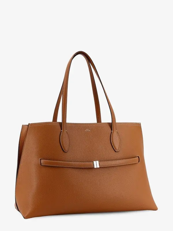 TOTEME Leather Shoulder Bag With Lettering Logo - Tan
