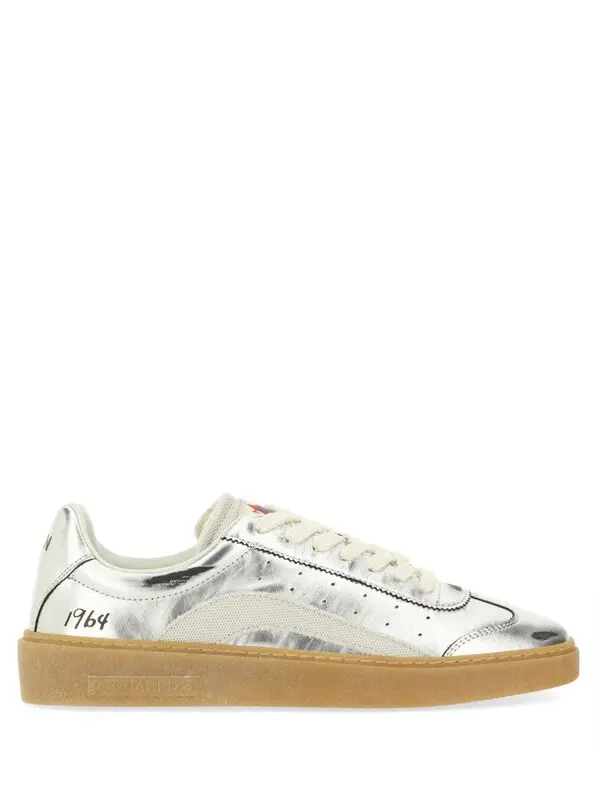 Dsquared2 Metallic Leather Lace-up Sneakers - Silver