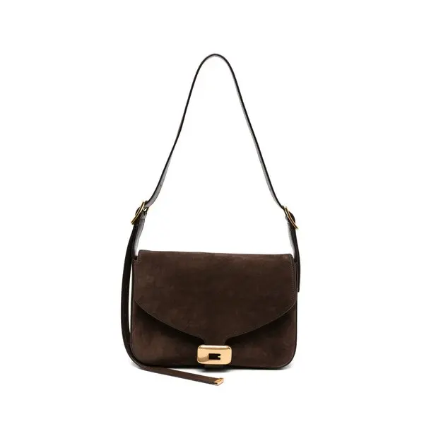Balenciaga Suede Shoulder Bag With Logo-engraved Buckle
