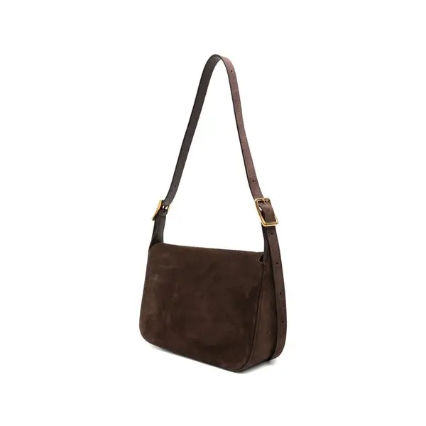 Balenciaga Suede Shoulder Bag With Logo-engraved Buckle