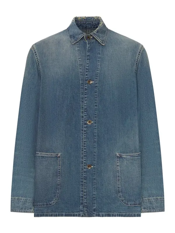 MAISON MARGIELA Denim Caban Jacket With Distressed Details - Multicolor