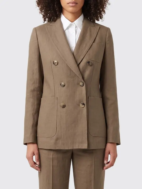 Max Mara Double Breasted Tailored Jacket - Brown