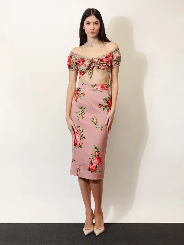 Dolce & Gabbana Floral Print Silk Blend Skirt