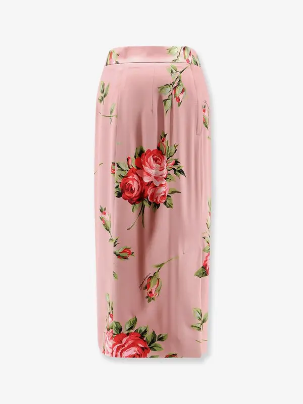 Dolce & Gabbana Floral Print Silk Blend Skirt