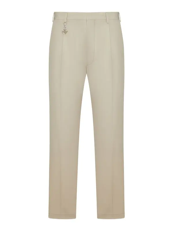 Prada Cotton Trousers With Enameled Metal Triangle Logo