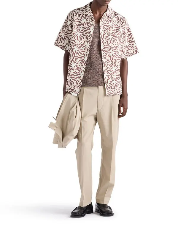 Prada Cotton Trousers With Enameled Metal Triangle Logo