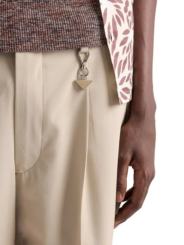 Prada Cotton Trousers With Enameled Metal Triangle Logo