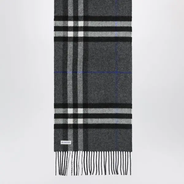 Burberry Reversible Check Cashmere Scarf In Grey - Gray