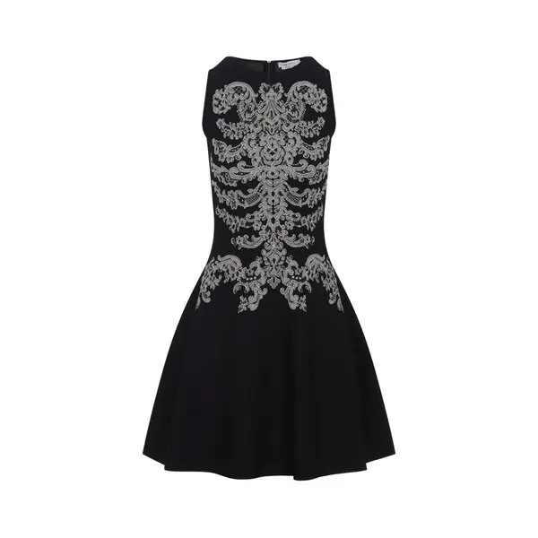 Alexander McQueen Sleeveless Mini Dress With Jacquard Detail - Black