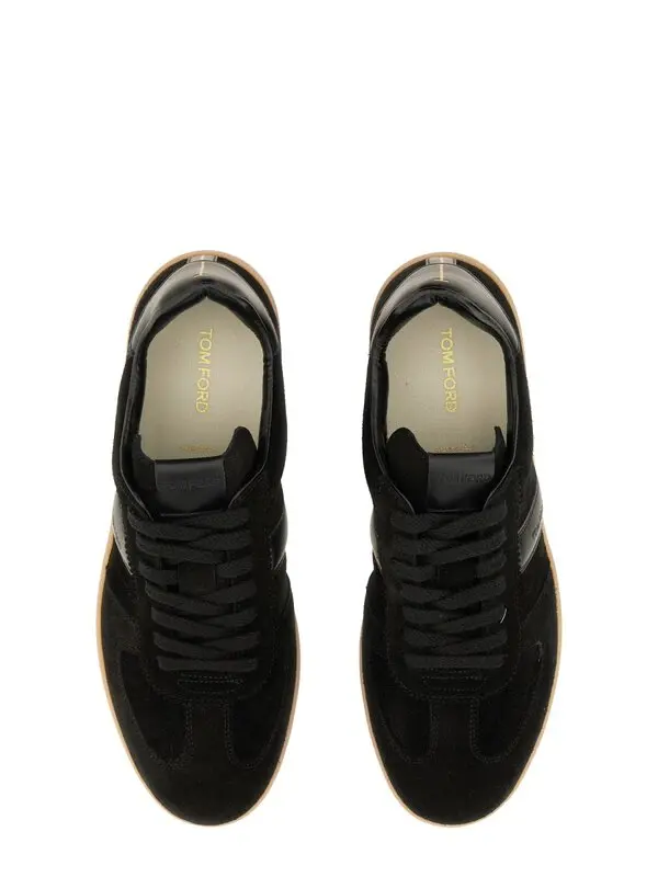 TOM FORD Leather Sneakers With Logo Detail - Black