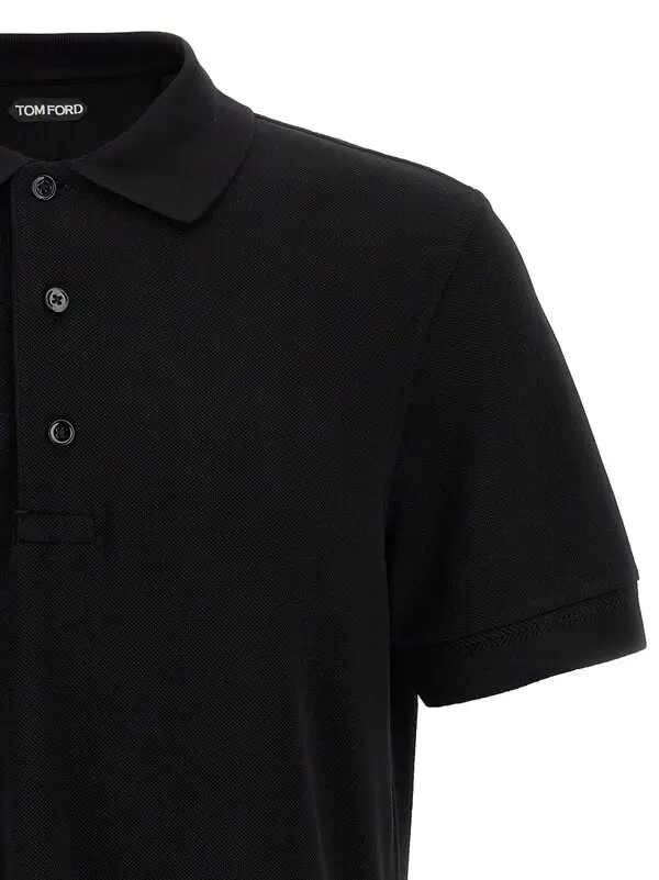 TOM FORD Piqué Polo Shirt - Black
