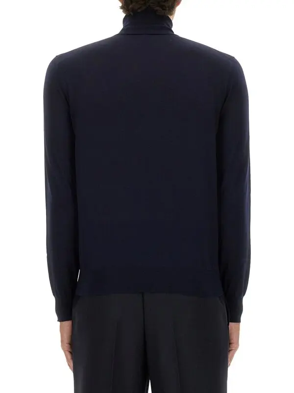 Saint Laurent Turtleneck Pullover" Fine Knit Cashmere, Wool, And Silk Blend - Blue