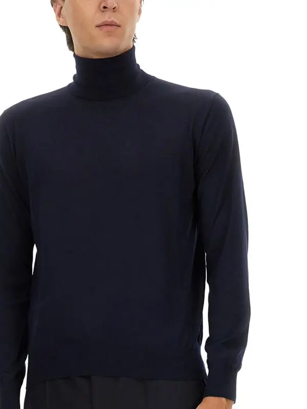 Saint Laurent Turtleneck Pullover" Fine Knit Cashmere, Wool, And Silk Blend - Blue