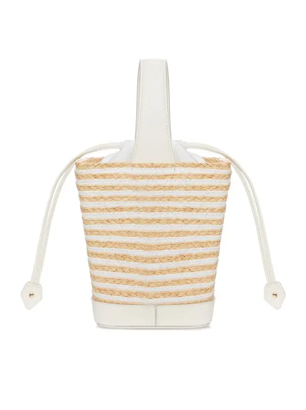 ROGER VIVIER Striped Raffia Bucket Bag With Jewel Buckle