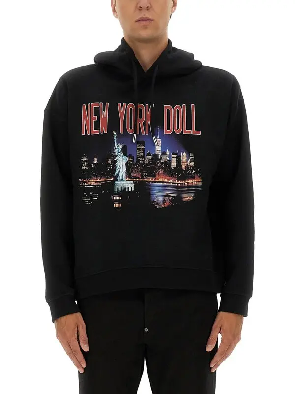 Dsquared2 Printed Cotton Hoodie - Black