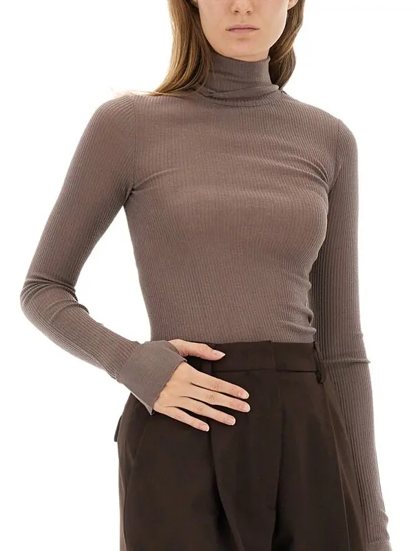 LEMAIRE Lemiare Wool Turtleneck Top - Brown
