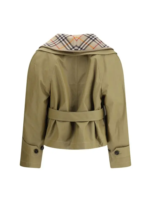 Burberry Cropped Cotton Jacket With Check Quilting