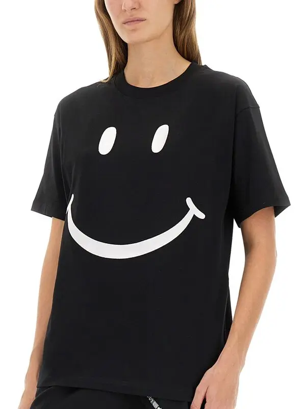 Moschino Cotton Smiley Face T-shirt - Black