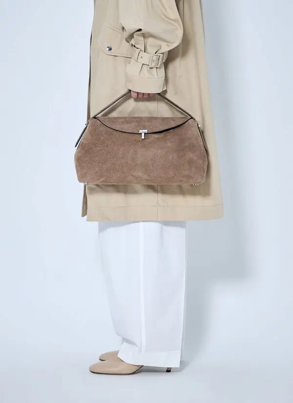 TOTEME T-lock Suede Top Handle Bag - Brown