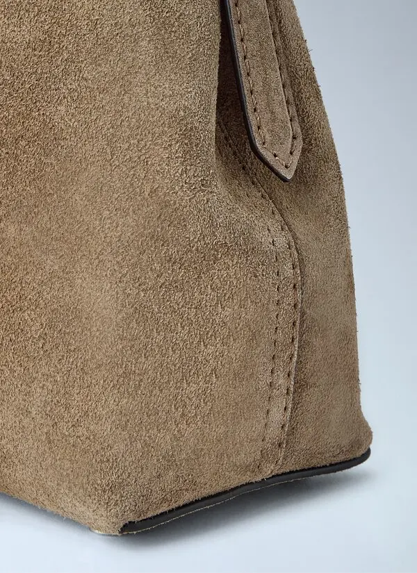 TOTEME T-lock Suede Top Handle Bag - Brown