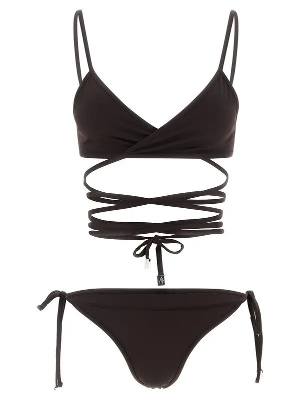 Attico Lycra Bikini With Logo Detail - Brown