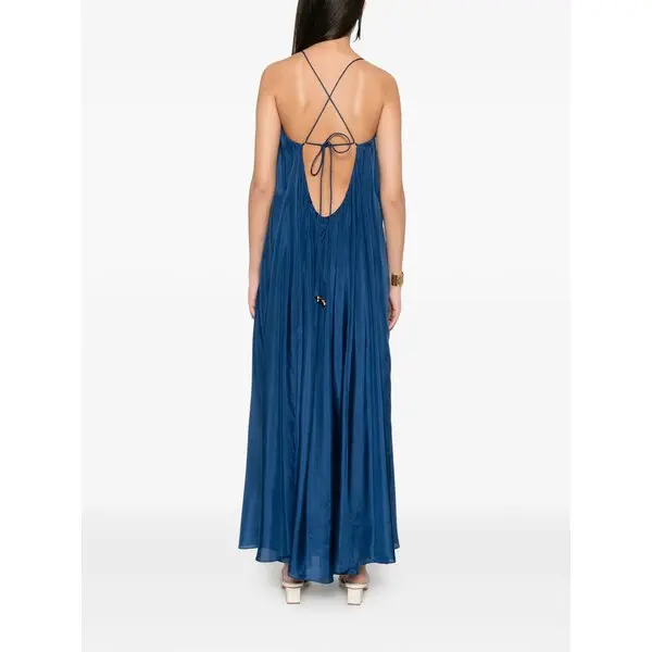Zimmermann Sleeveless Flared Hem Maxi Dress With Bead-embellished Neckline - Blue
