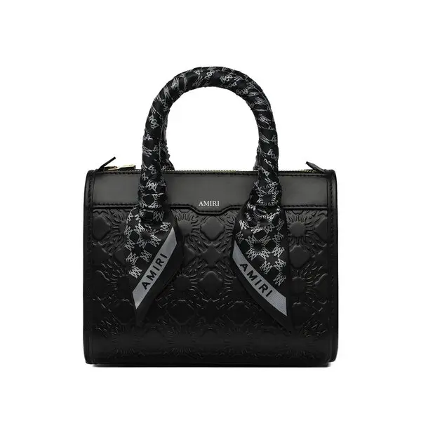 Amiri Embossed Leather Tote Bag With Gold-tone Chain - Black