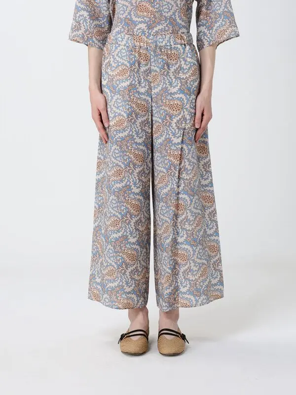 Max Mara Paisley Print Silk Wide Leg Trousers