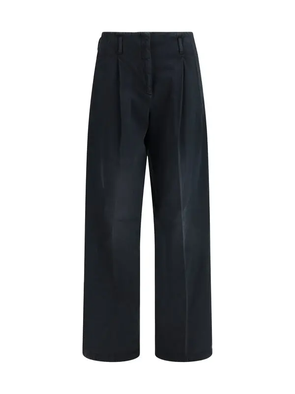 GOLDEN GOOSE Cotton Denim Wide-leg Pants With Front Crease